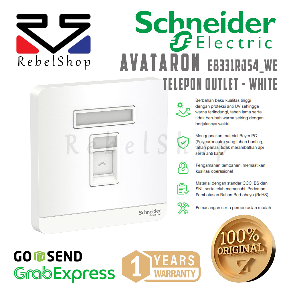 Jual Schneider Stop Kontak Socket Telepon AvatarOn Putih - E8331RJS4_WE ...