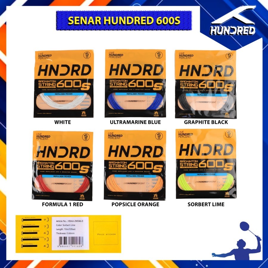 Jual NEW!! SENAR BADMINTON HUNDRED HNDRD 600 S /600S ORIGINAL 100% ...