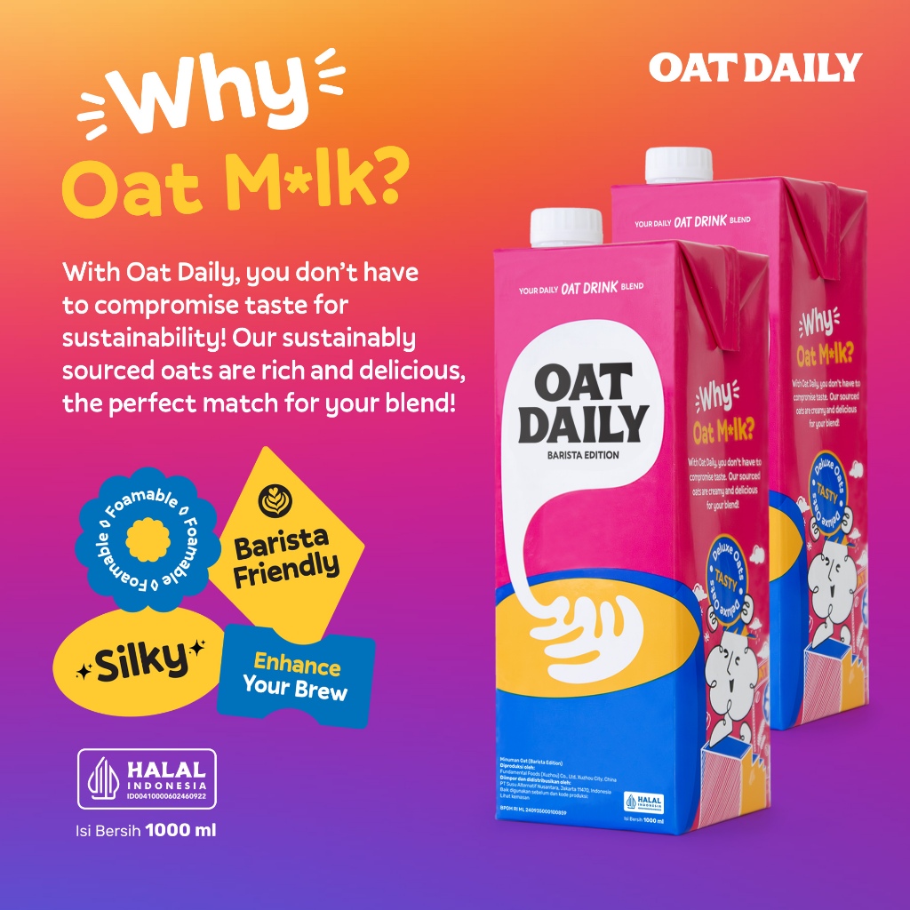 Jual OAT DAILY Barista Edition 1L @2 Liter Oat Milk | Shopee Indonesia