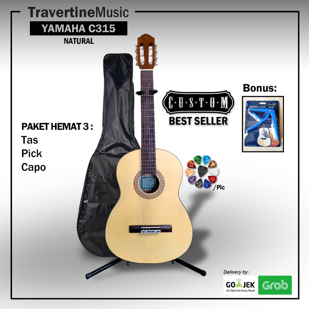 Jual Gitar Akustik classic Klasik senar Nilon Yamaha tipe C315 Custom ukuran Standart | Shopee ...