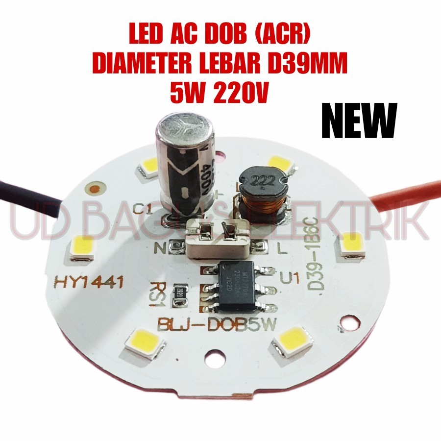 Jual PCB LED AC 5W NEW 220V DOB (ACR) UKURAN PCB LEBAR DIAMETER 39MM ...