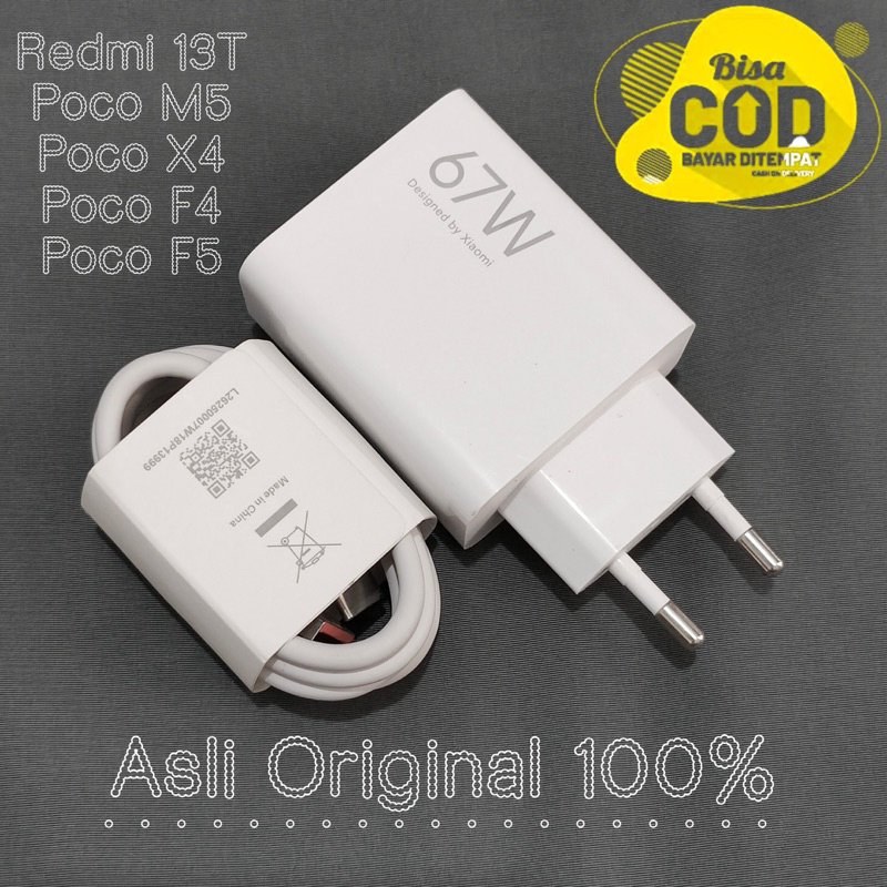 Jual Charger Xiaomi 67W Poco F4,F5,X4, Redmi 13t TEXT BESAR Asli ...