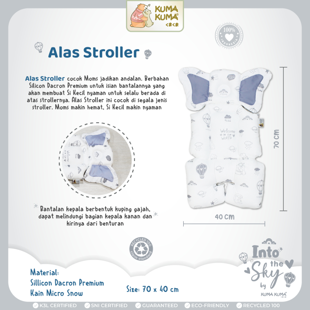Jual KUMA KUMA - Alas Stroller Into The Sky Silicon Dacron Premium (40x70cm) | Alas Stroller ...