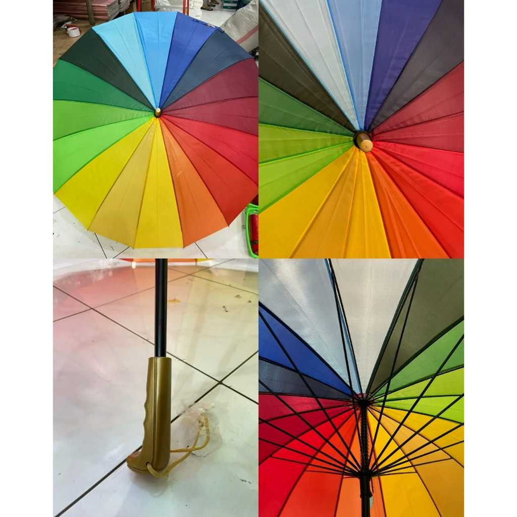 Jual Payung Pelangi Jumbo WINPU gagang Lurus/ Payung Golf Pelangi ...