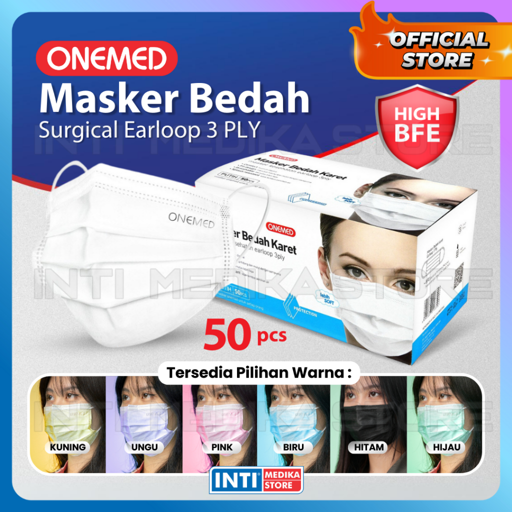 Jual ONEMED - Masker Earloop 3 Ply Medis | Surgical Mask 3ply One Med ...
