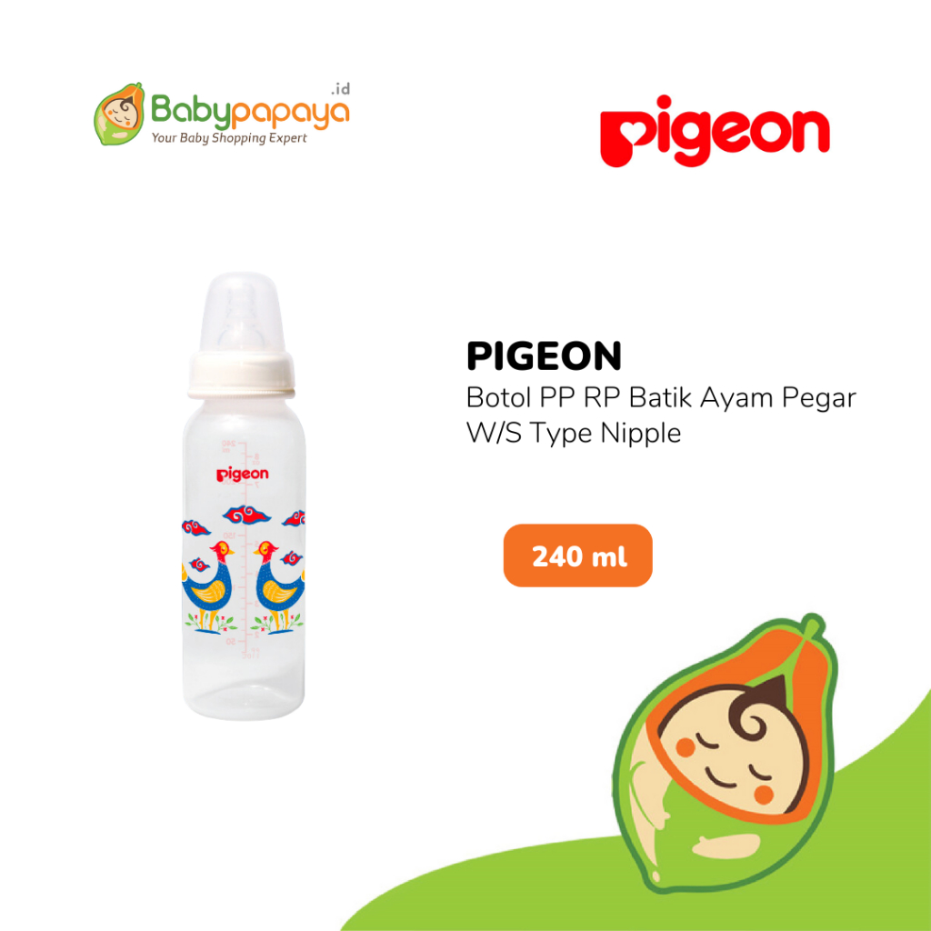 Jual PIGEON Botol PP RP 240 ML Batik Ayam Pegar W/S Type Nipple | Shopee Indonesia