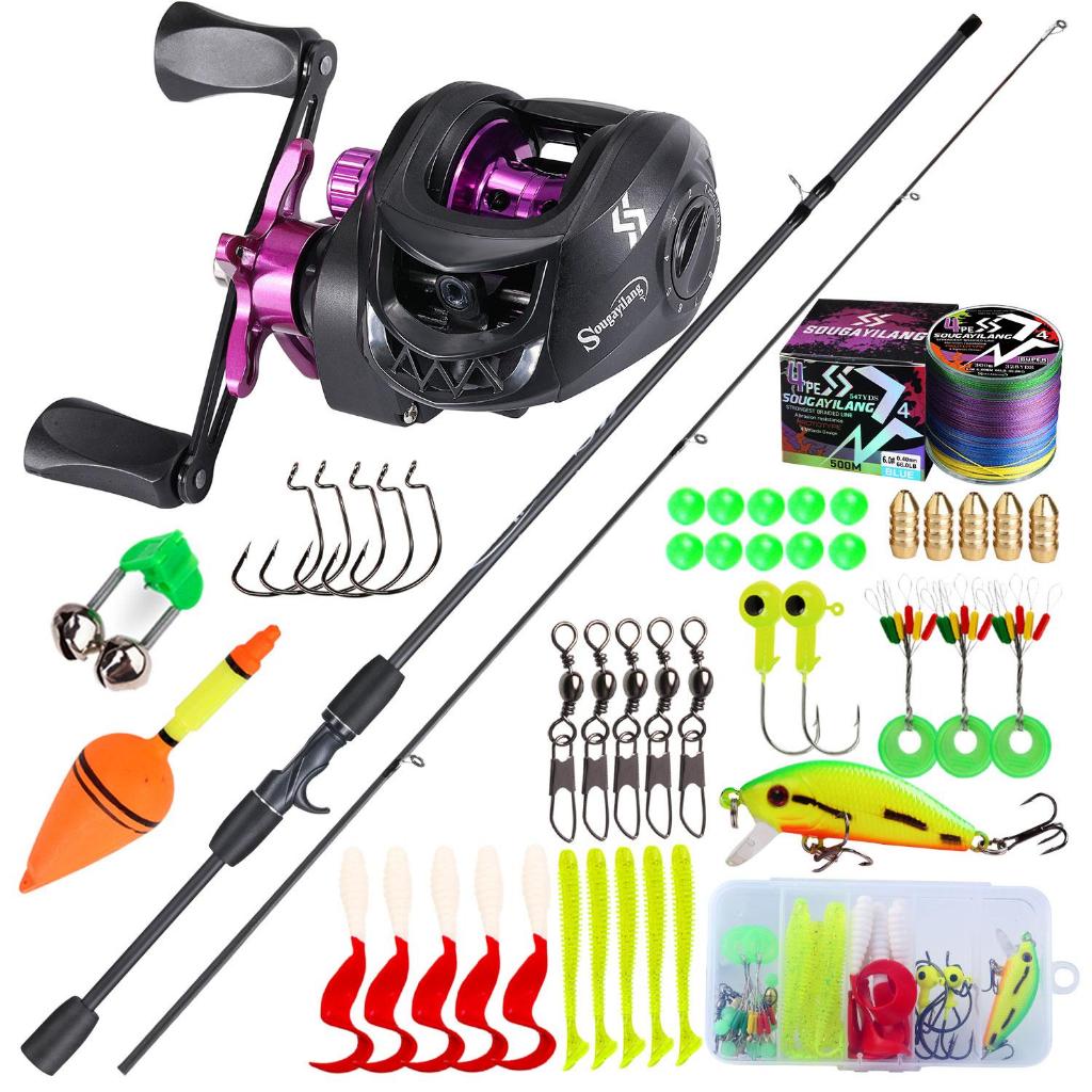 Jual Joran Pancing Fishing Rod Set 1.8m 2 Section Casting Rod with ...