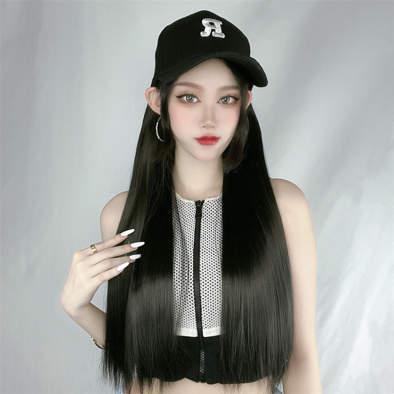 Jual Topi wig semua-in-one wanita panjang rambut lurus simulasi penutup ...