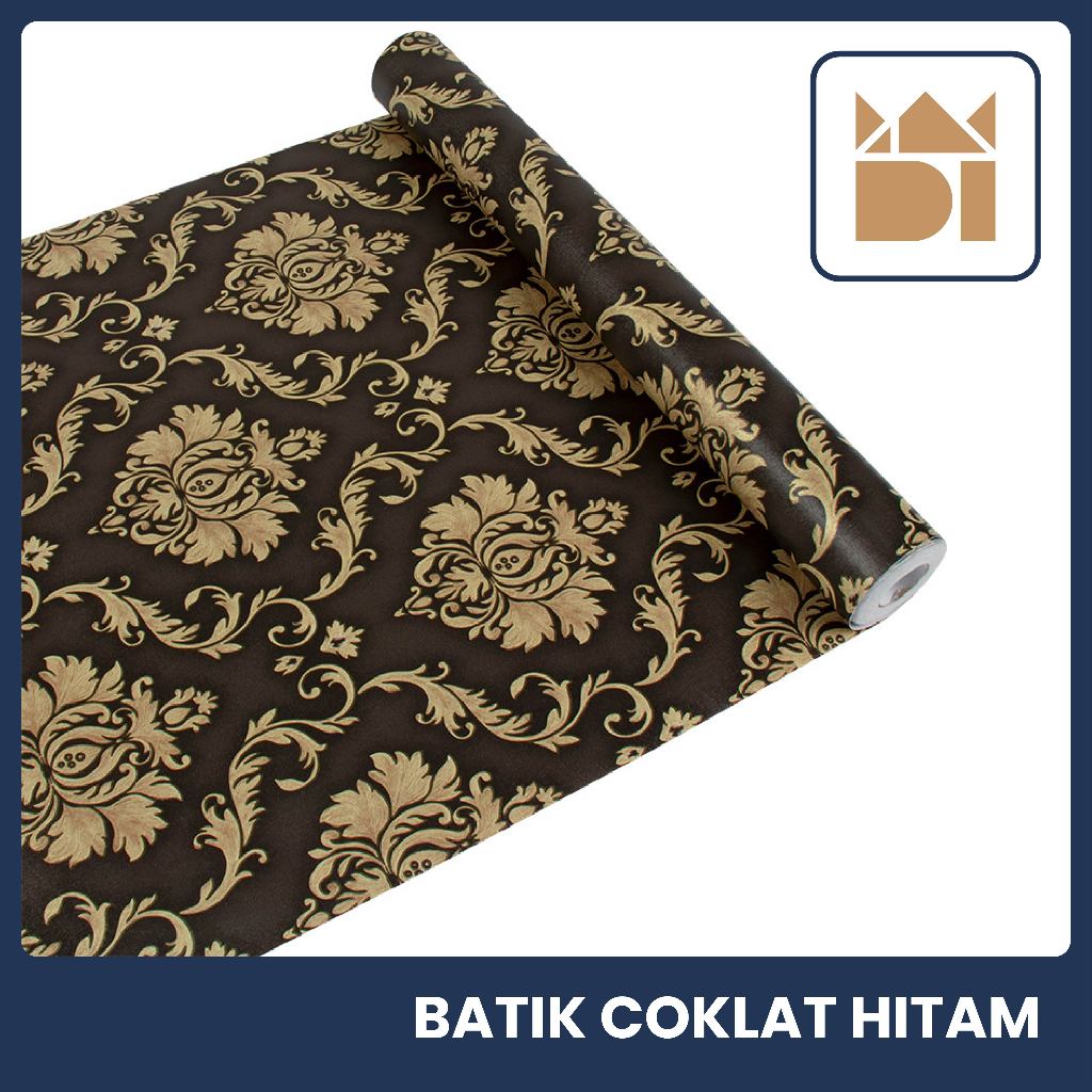 Jual WALLPAPER STIKER DINDING MOTIF BATIK COKLAT HITAM UKURAN 45CMX7,5 ...
