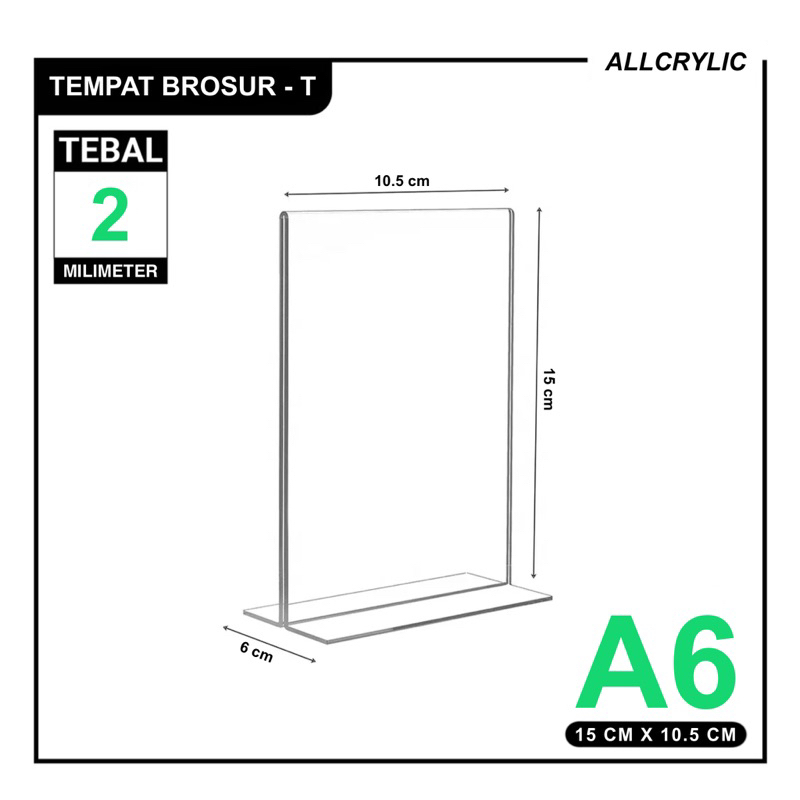 Jual ALLCRYLIC Tempat Brosur Akrilik Tent Card Holder Portrait T ...