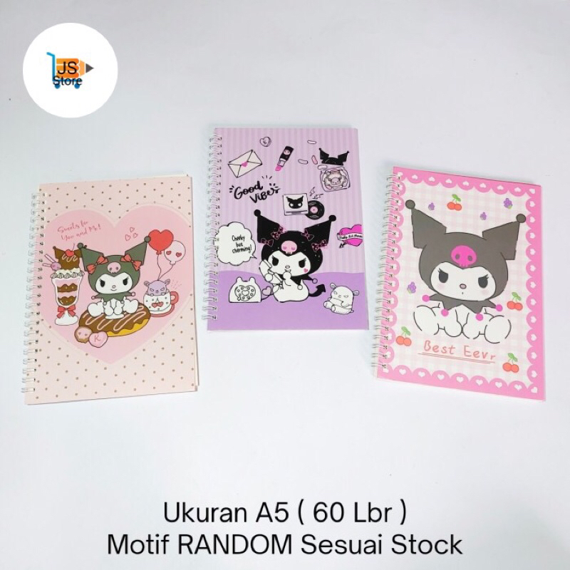 Jual Buku Notes Spiral Fancy Kuromi Karakter Anak Perempuan / Buku ...