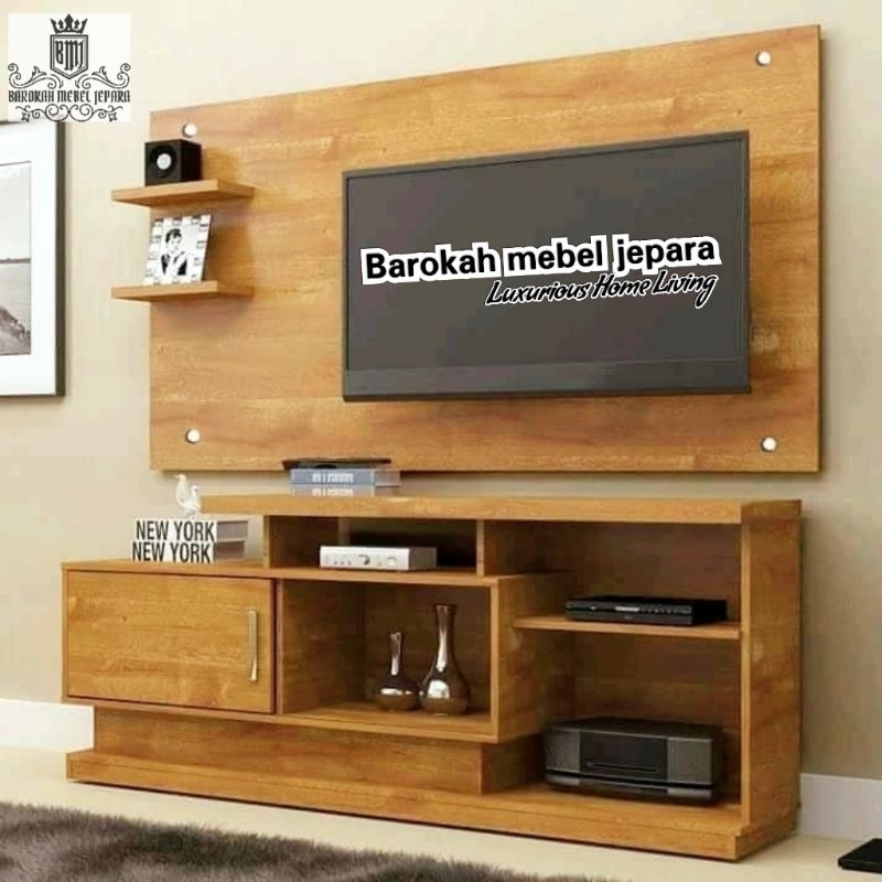 Jual Backdrop TV kayu jati minimalis modern | Shopee Indonesia