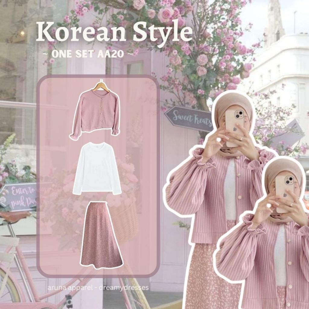 Jual One Set Kekinian Setelan Wanita OOTD Wanita Korean Style Setelan Anak Perempuan Set - AA20 ...