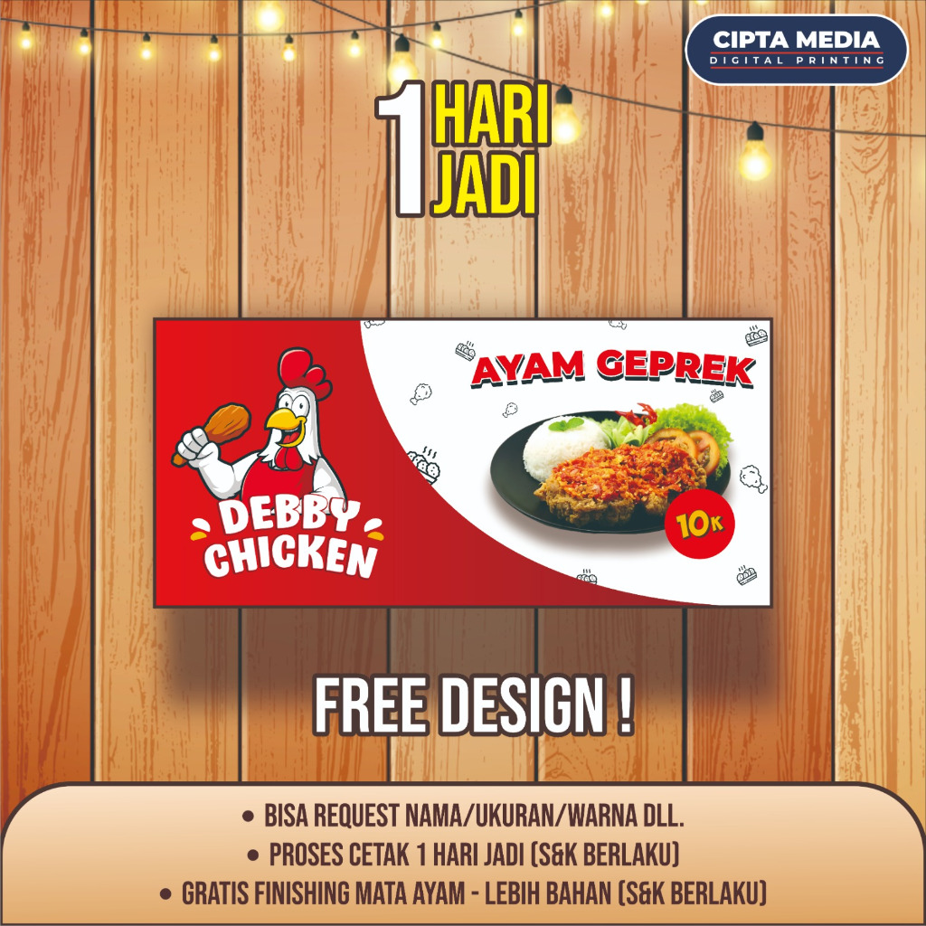 Jual Spanduk ayam geprek banner ayam geprek free design | Shopee Indonesia