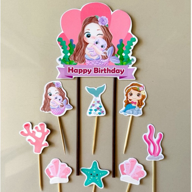 Jual TOPPER MERMAID 001/ TOPPER KUE MERMAID 001/ CAKE TOPPER MERMAID ...