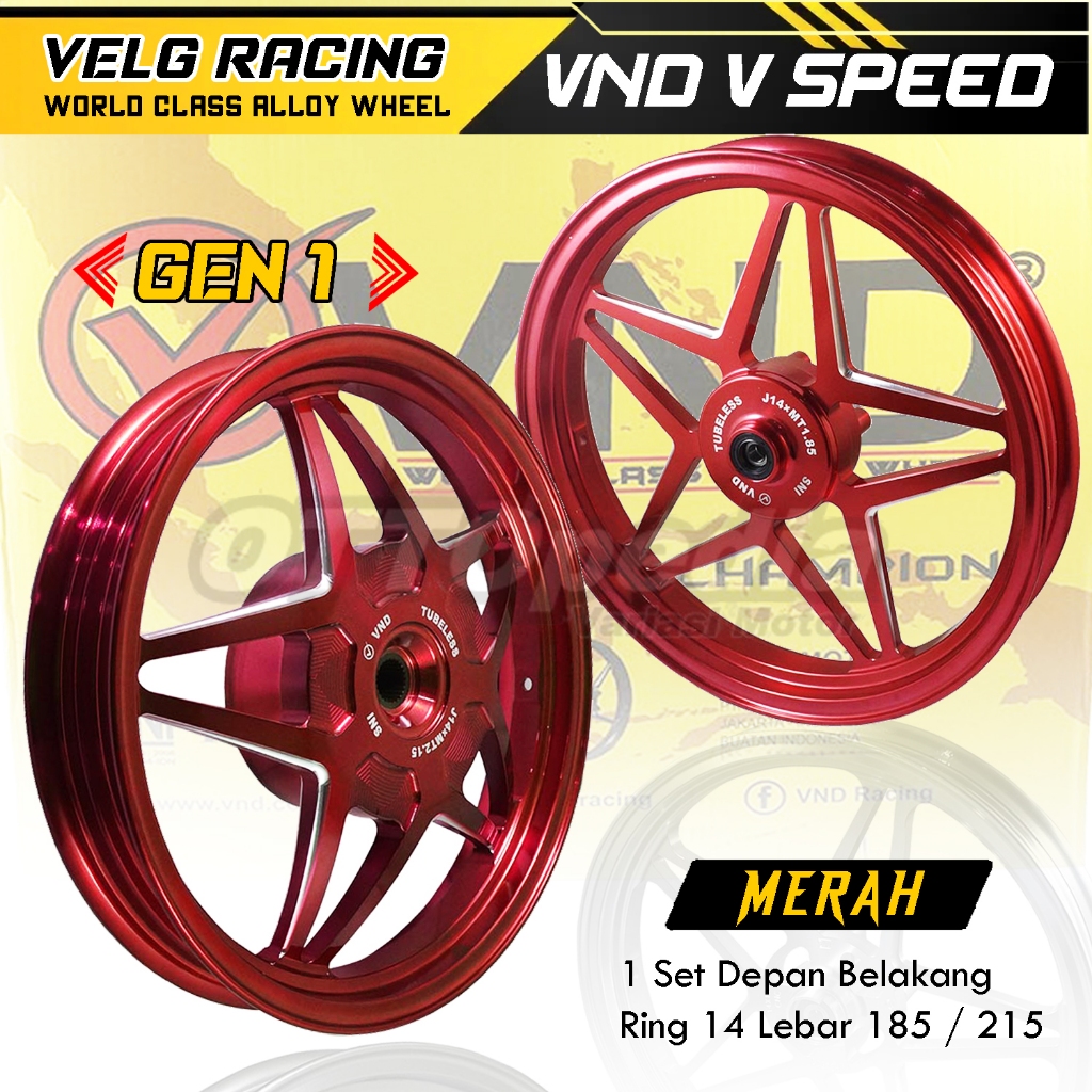 Jual Velg Racing VND Bintang V Speed Gen 1 & Gen 2 Ring 14 Vario BeAt ...