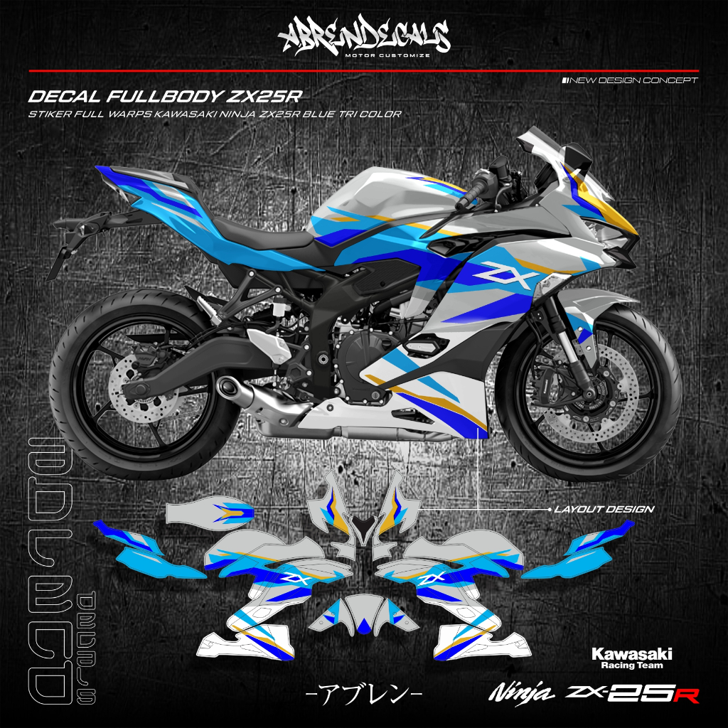 Jual DECAL ZX25R TRI COLOR RACING FULLBODY / STIKER MOTOR KAWASAKI ...
