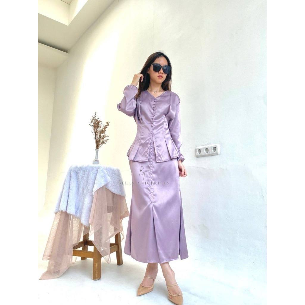 Jual KARLA - One Set Satin Kurung Melayu One Set Mermaid Setelan Wanita ...