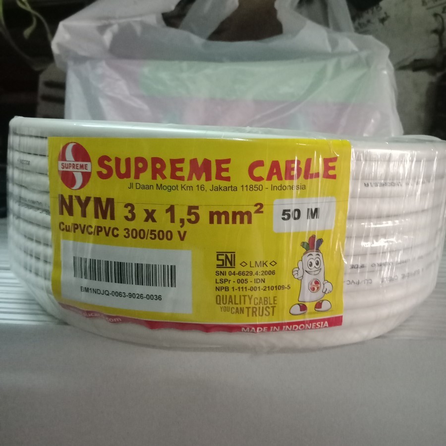 Jual Kabel Listrik SUPREME NYM 3x1,5 3x1.5 Kawat 50M | Shopee Indonesia