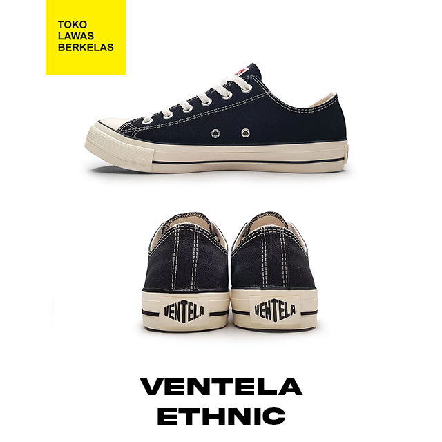 Jual Sepatu Ventela Ethnic Black Natural Low Cut - Ventela Shoes Hitam Putih Series Etnik Black ...