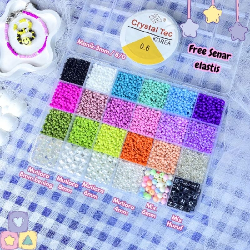 Jual Paket Manik Manik DIY Bahan Aneka Kerajinan / Set Manik Manik DIY ...