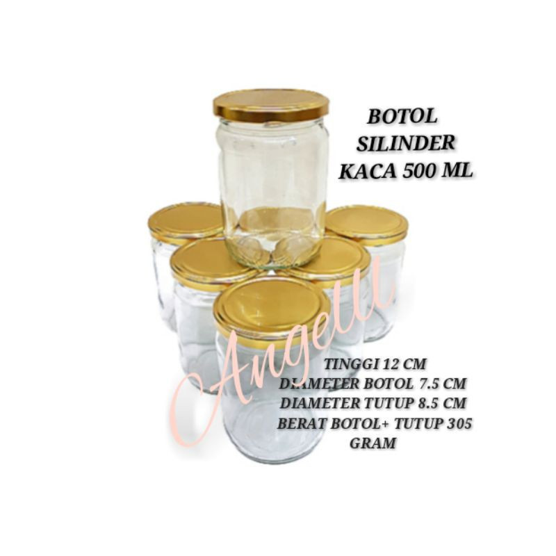 Jual Botol silinder kaca 500 ml / Botol jar kaca untuk selai 500ml ...