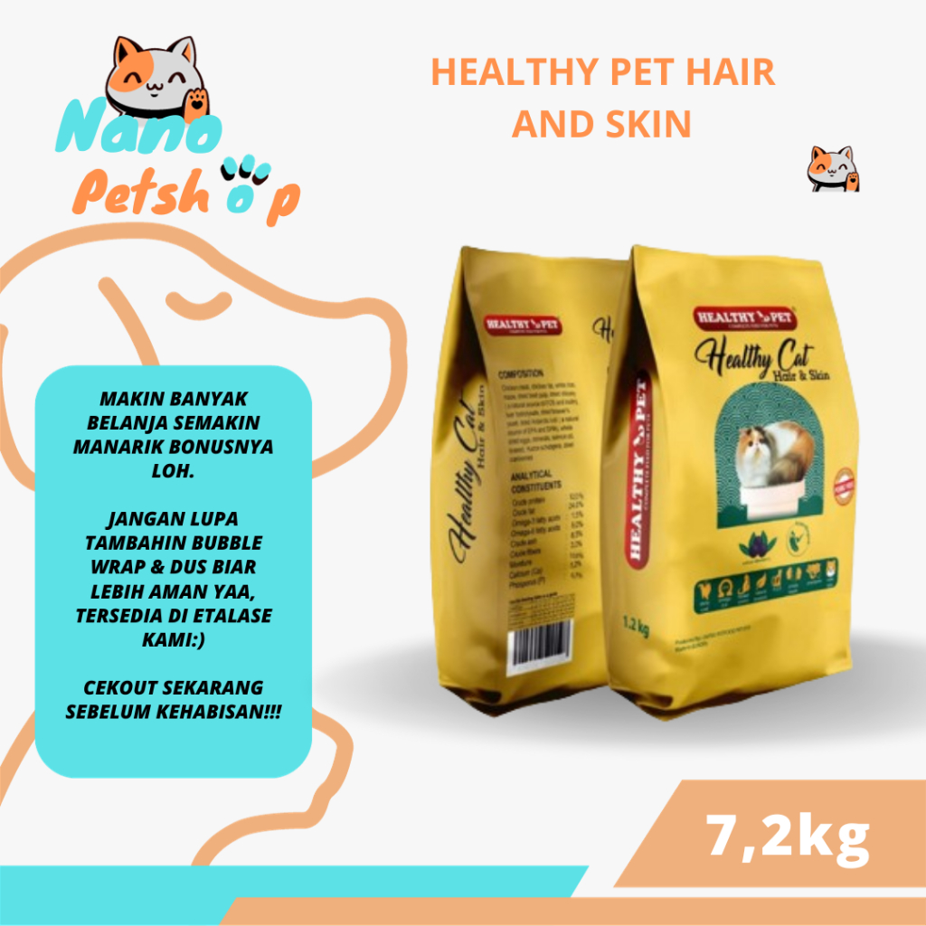 Jual Makanan Kucing - Healthy Cat Hair & Skin 7,2kg (INSTAN & REGULER ...