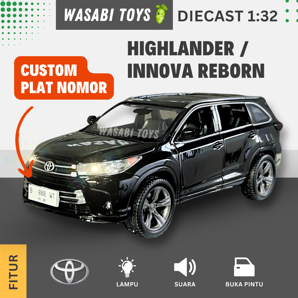 Jual Diecast 1:32 Innova Reborn / Toyota Highlander JKM CUSTOM PLAT ...