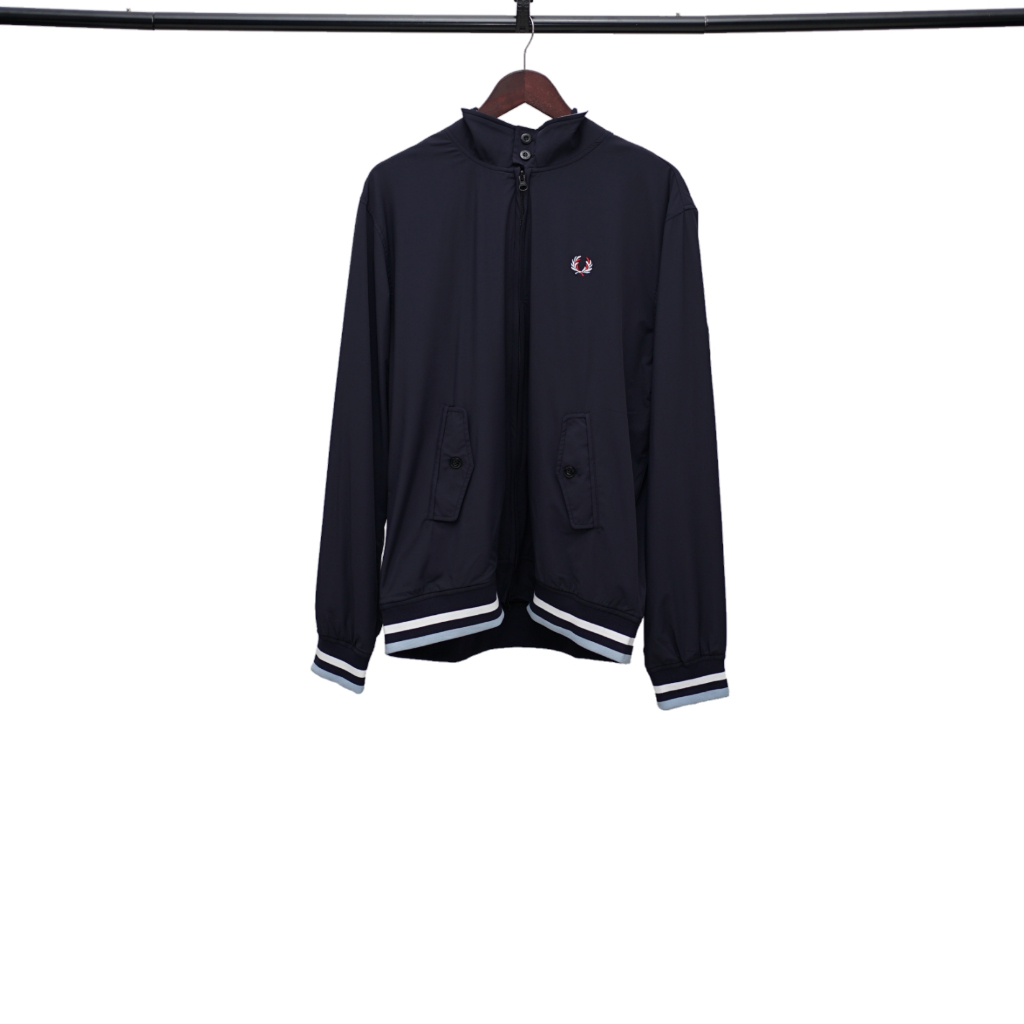 Jual FRED PERRY Navy Blue White List Jacket Authentic / Jaket Branded ...