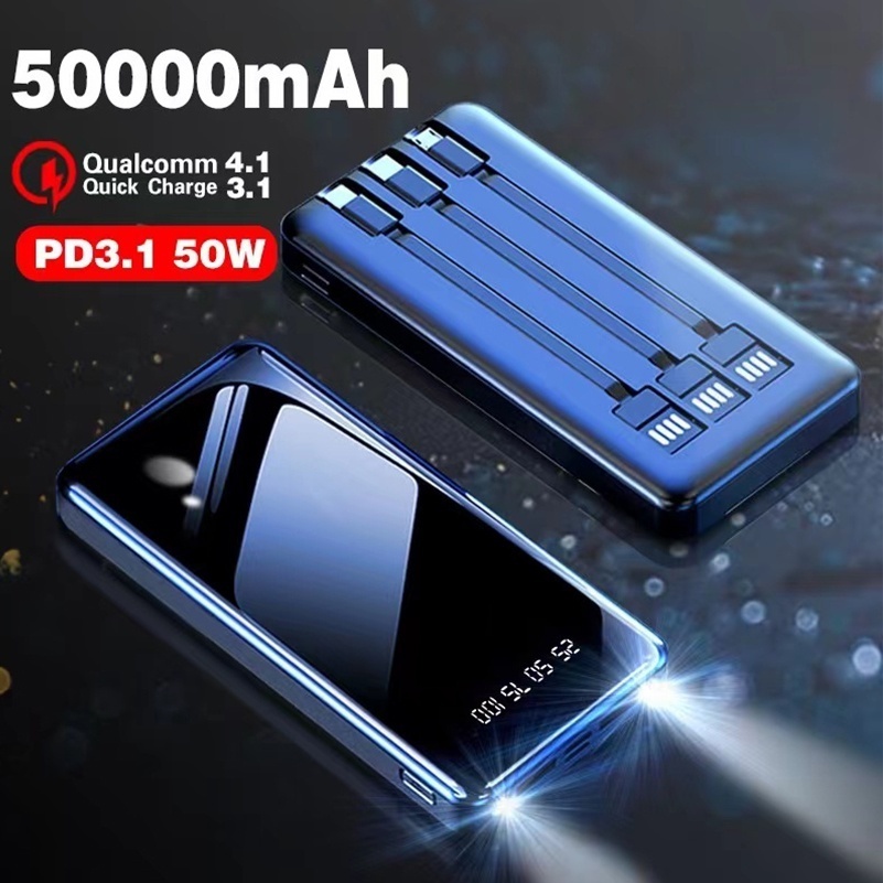 Jual 【COD】80000mAh power bank built-in 3-wire portable fast charging ...