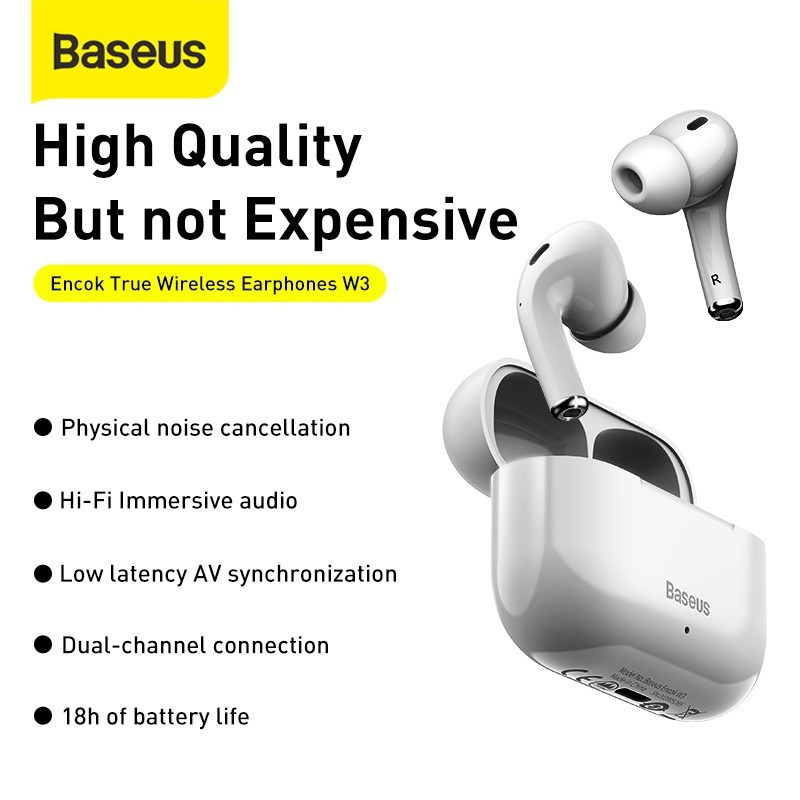 Jual BASEUS Encok TWS W3 Noise Cancelling True Wireless Bluetooth ...