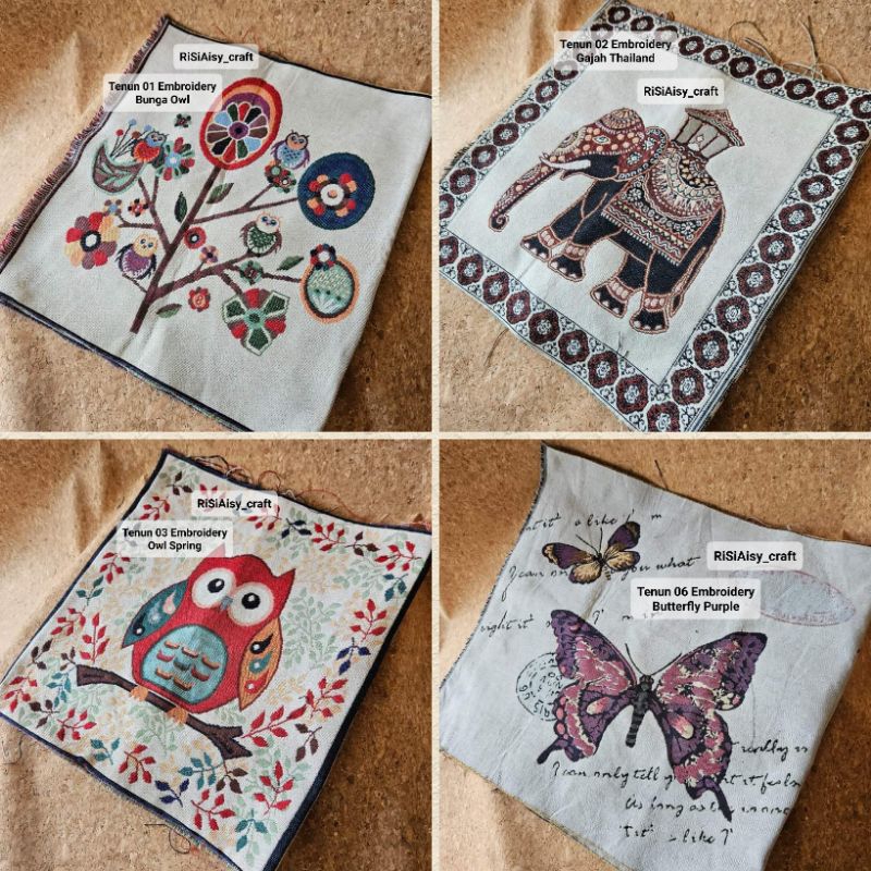 Jual KANVAS TENUN IMPORT MOTIF PANEL EMBROIDERY | Shopee Indonesia