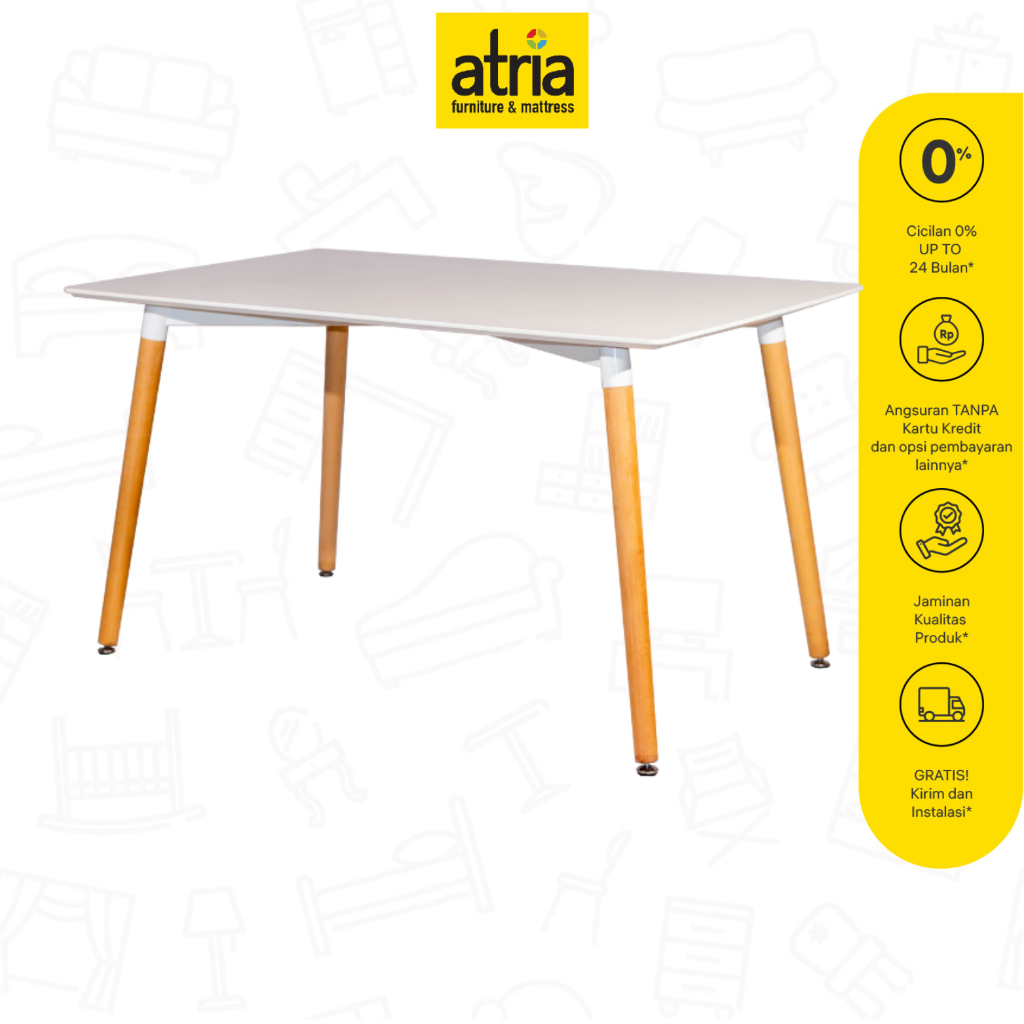 Jual Atria Meja Sheryl Persegi Panjang Matt White | Shopee Indonesia