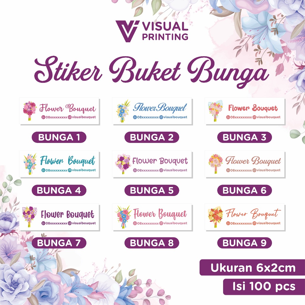 Jual Stiker Label Buket Bunga / Stiker Buket Bunga Custom Nama Sendiri ...