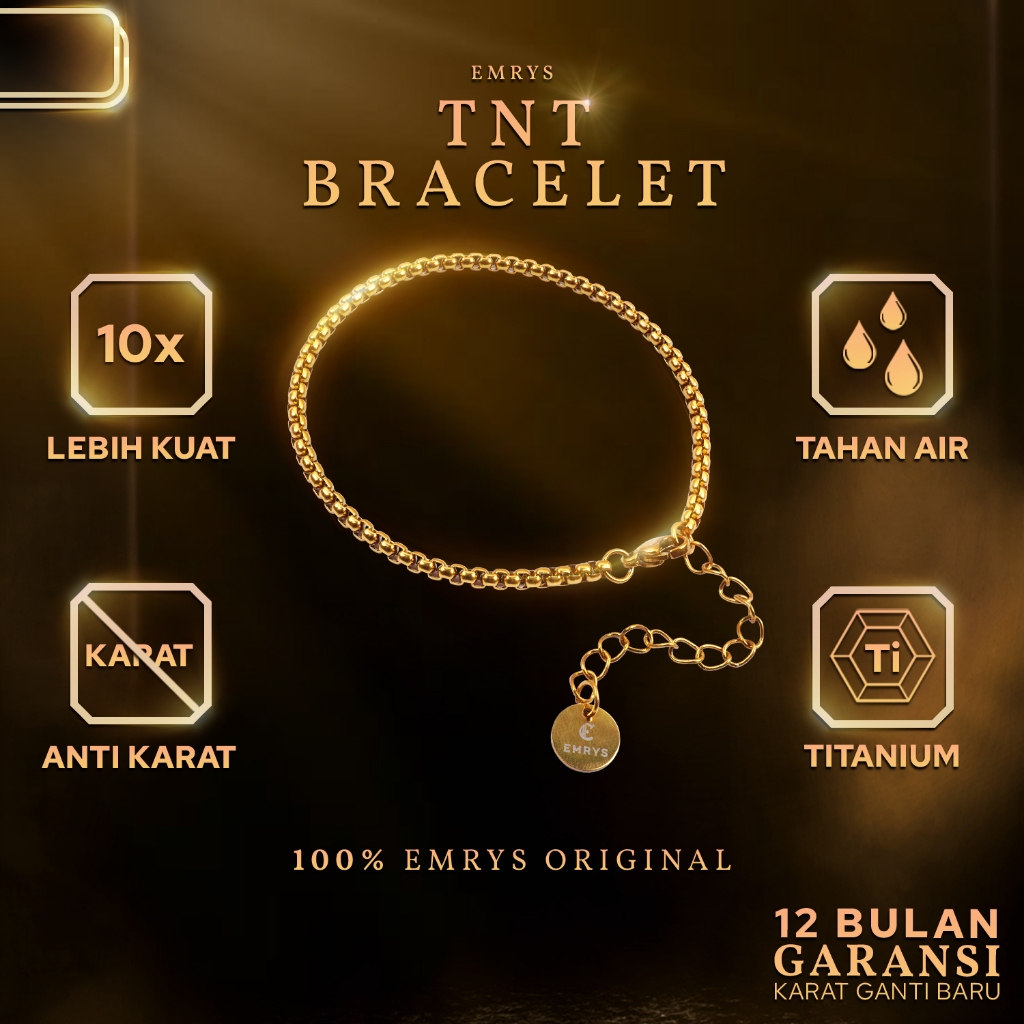 Jual BUY 2 FREE 1 GIFT Emrys Premium Bracelet TNT Real Titanium GELANG Anti Karat Pria Wanita ...