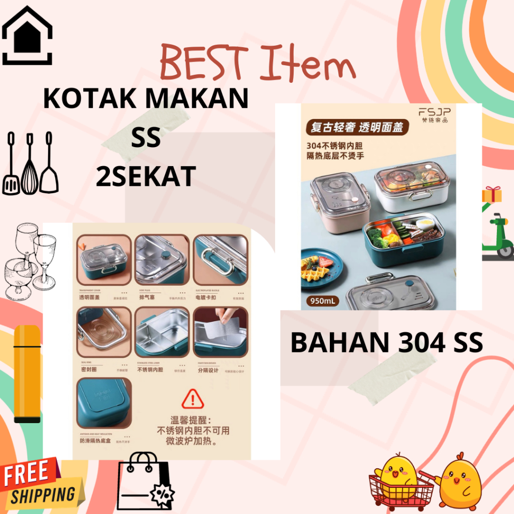 Jual GOS Bento lunchbox stackable stainless steel 304 / Kotak Bekal SS 304 950ml kotak Makan ...