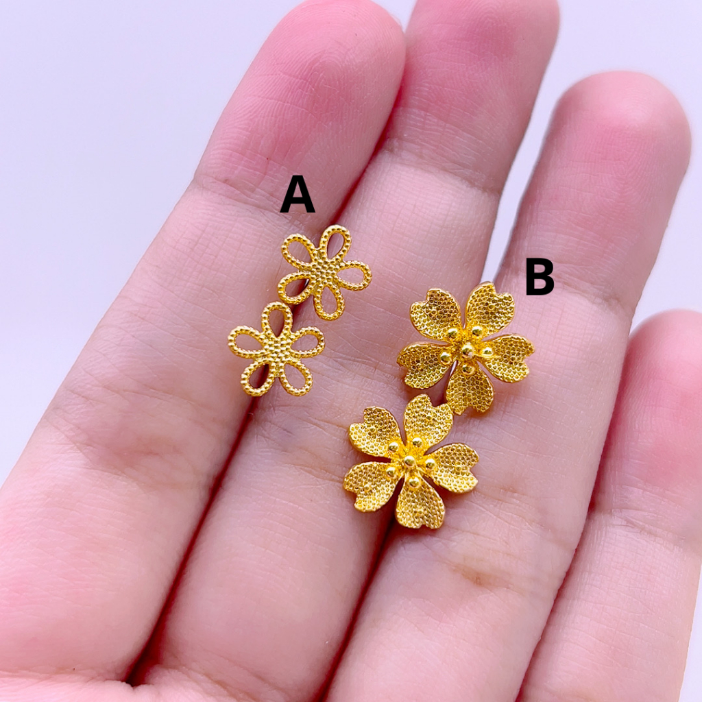 Jual A 112 anting bunga flower emas gold simpel elegant dewasa daun ...