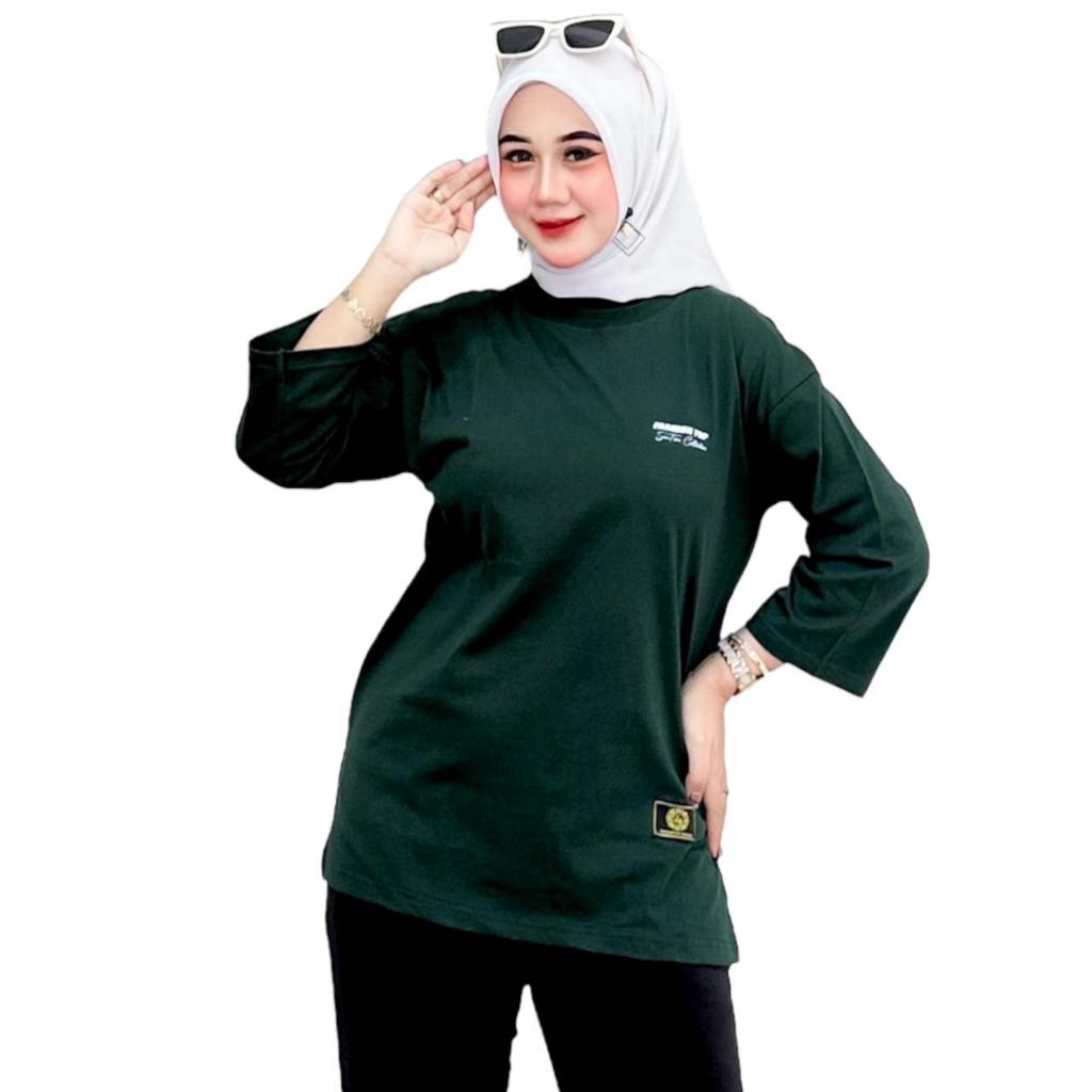 Jual KAOS OVERSIZE HIJAB LENGAN 7/8 JUMBO // KAOS OVERSIZE WANITA KAIN KATUN COMBED 24S KNITO ...