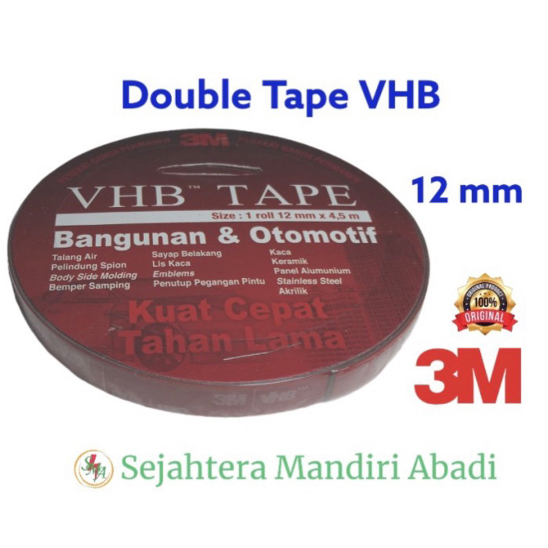 Jual Double Tape Original 3M VHB 12mm Merah Abu | Shopee Indonesia