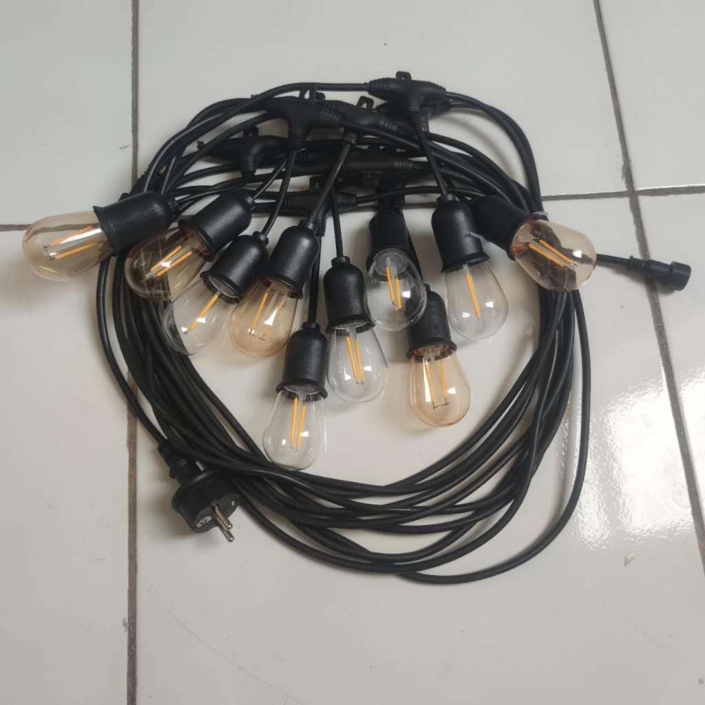Jual ️TIMIMALL ️ Paket Kabel Fitting 5M - 10M 5 FITTING - 20 FITTING + Filamen 2W Kaca Teh dan ...