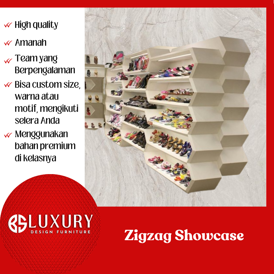 Jual Rak Display Sepatu Model Zigzag Rak Display Sepatu Toko Mall ...