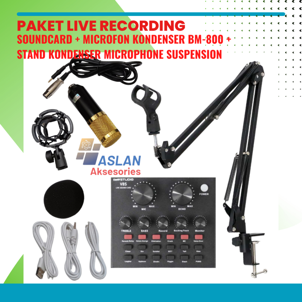 Jual Paket Recording Alat karauke Soundcard V8S Mixer Bluetooth Audio ...