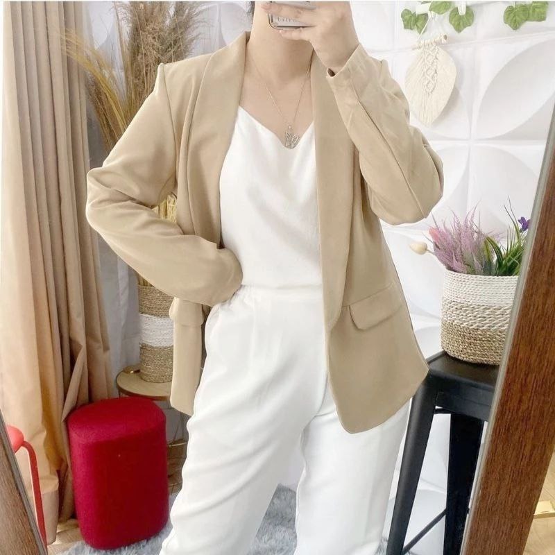 Jual OKA Blazer Kerah Lurus Jas Kerja Kantor Full Puring Blezer Lengan ...