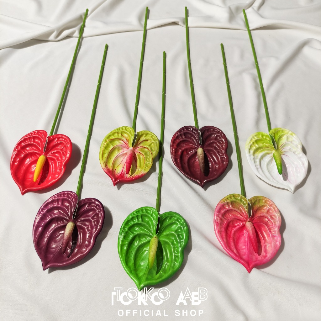 Jual BUNGA ARTIFICIAL ANTHURIUM K1 LATEX B8434 BUNGA HIAS PLASTIK ...