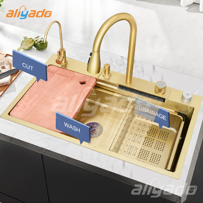 Jual ⭐Promosi harga Kitchen Sink Stainless 304 Gold Luxury wastafel ...