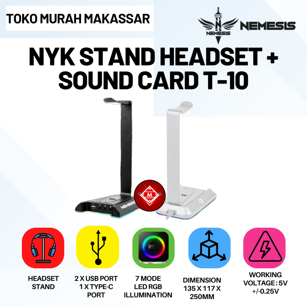Jual STAND HEADSET + SOUND CARD NYK T-10 RGB / NYK T-10 / STHS-NYK ...