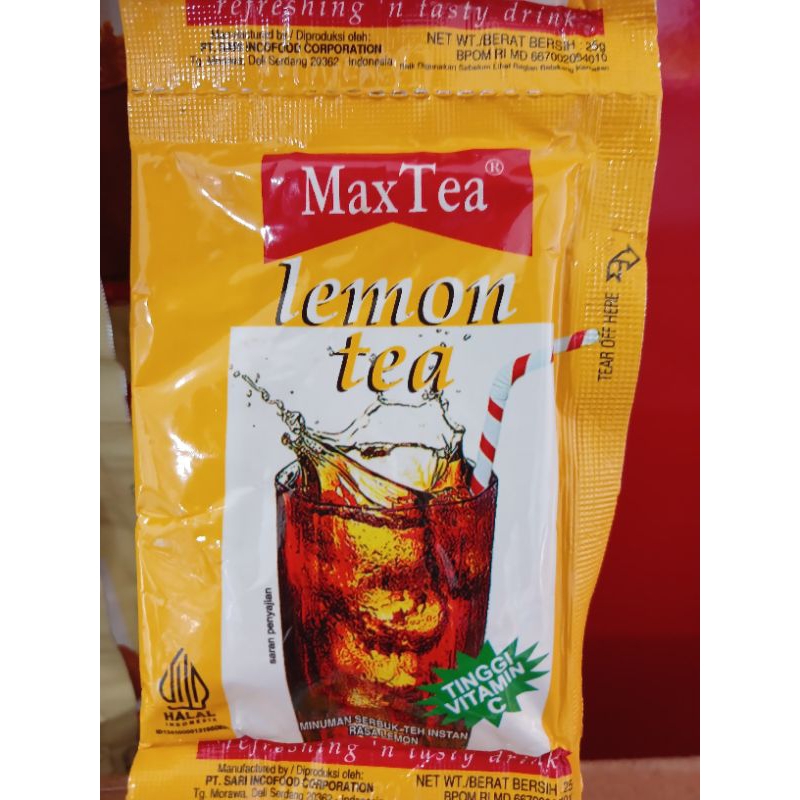 Jual bubuk minuman Max tea Lemon tea ( 1 renceng isi 10 bks) | Shopee ...