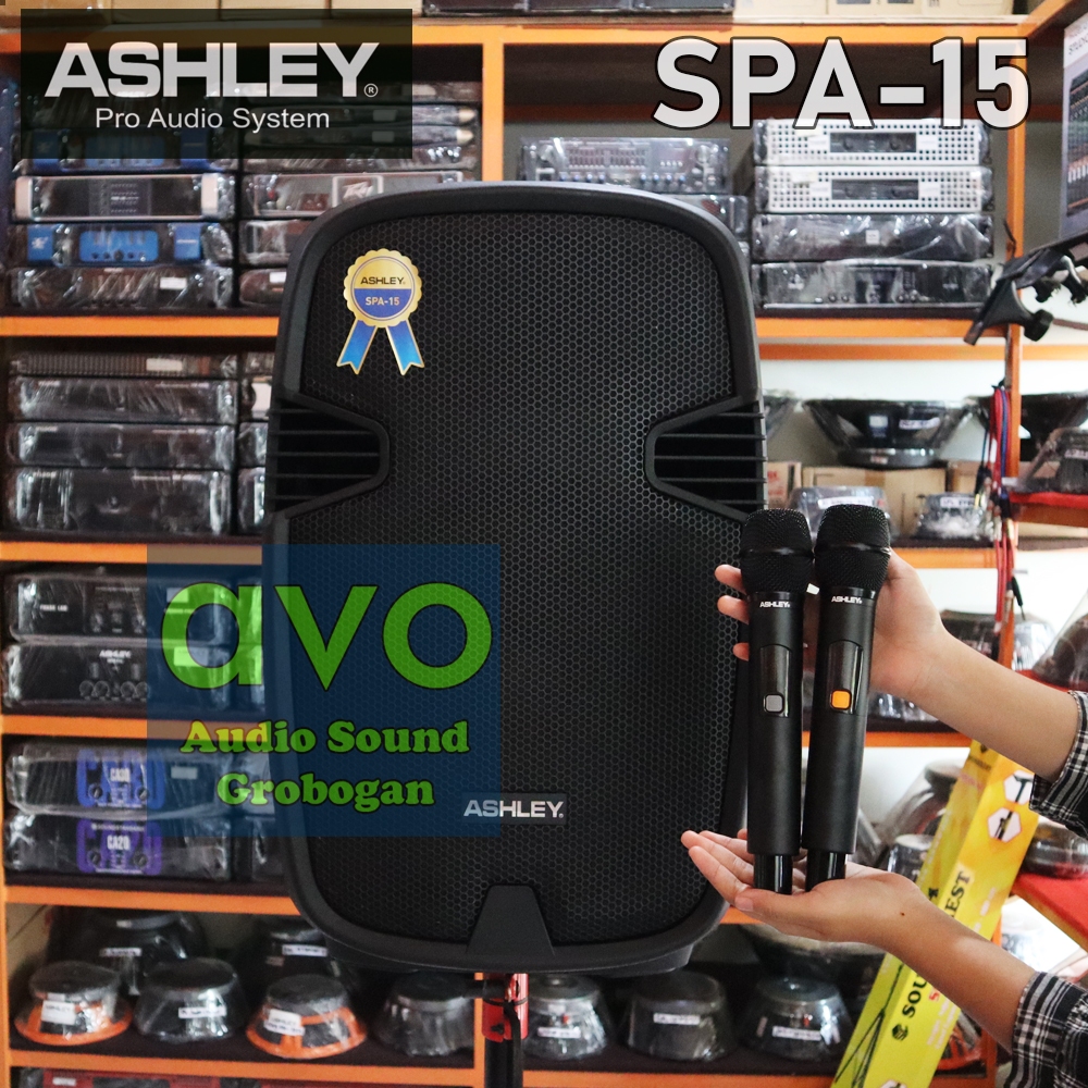 Jual Speaker Aktif Ashley SPA-15 Portable Ac Dc Plus 2 Mic Wireless ...