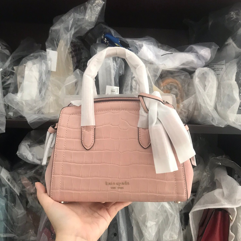 Jual Kate Spade Knott Croc Embossed Leather & Suede Mini Satchel French ...