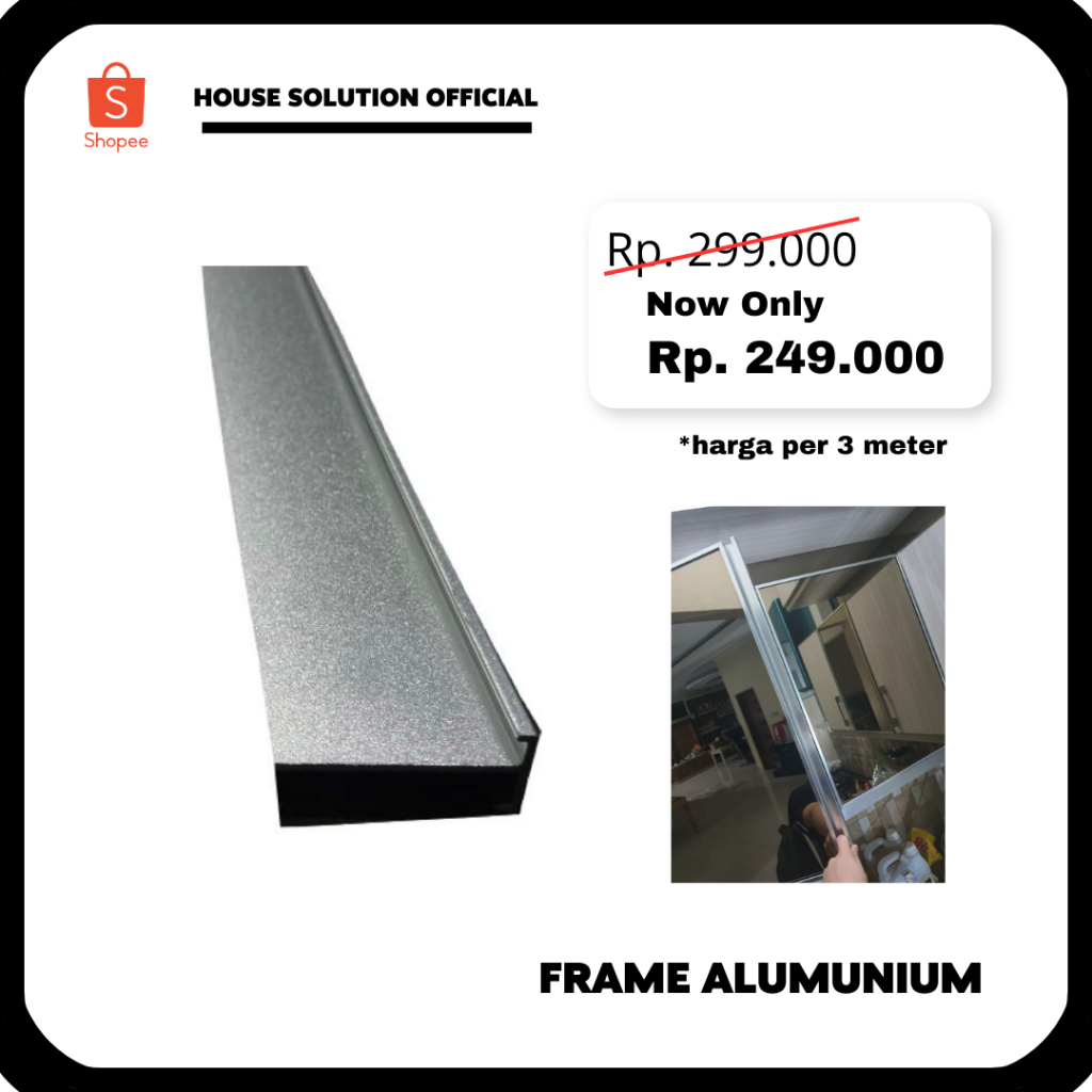Jual Frame Kaca Alumunium Premium - Warna Doff Silver (SS-2087 ...